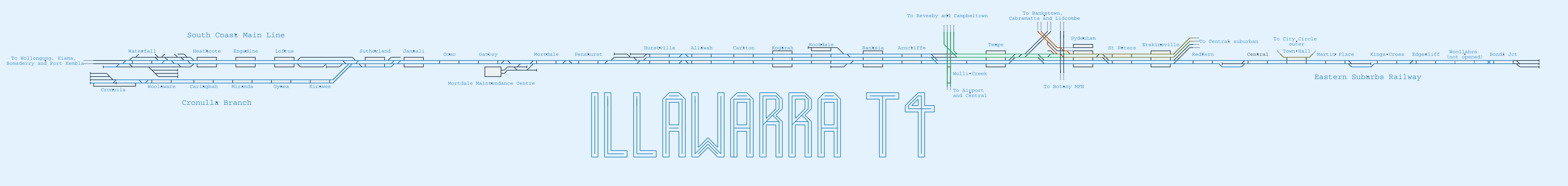 Illawarra & Eastern Suburbs T4 line 2023 (better colour) | Railroad ...